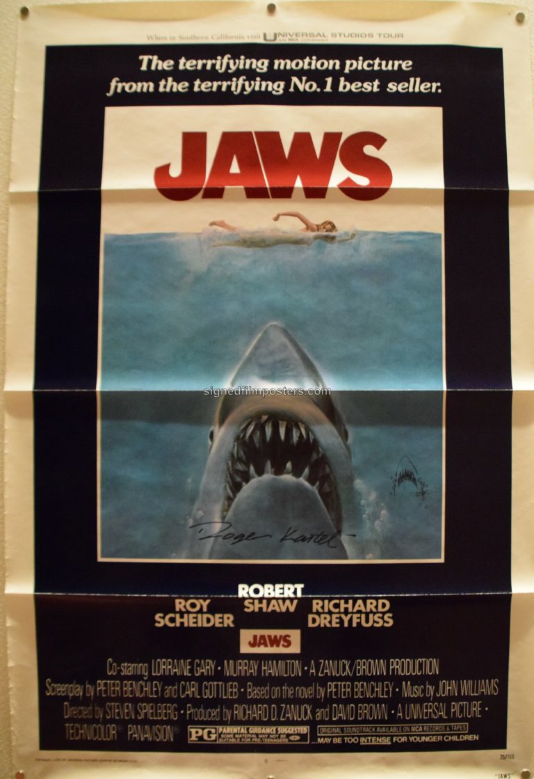 JAWS rare Tri-Folded US domestic 1 Sheet – Signed Autographed Movie Posters